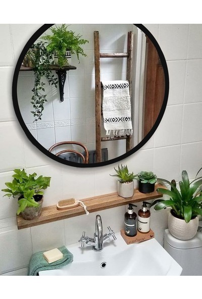Hüma's 60 cm Yuvarlak Siyah Banyo Aynası