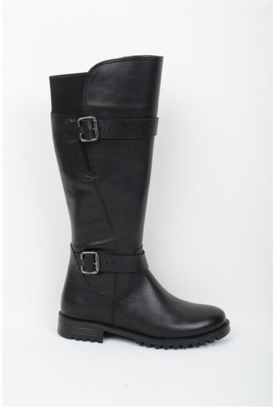 Chelsy Siyah Deri Kadın Çizme Chelsy