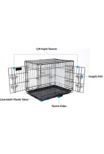 Katlanır Tel Köpek Kafesi S 60 x 46 x 50 cm