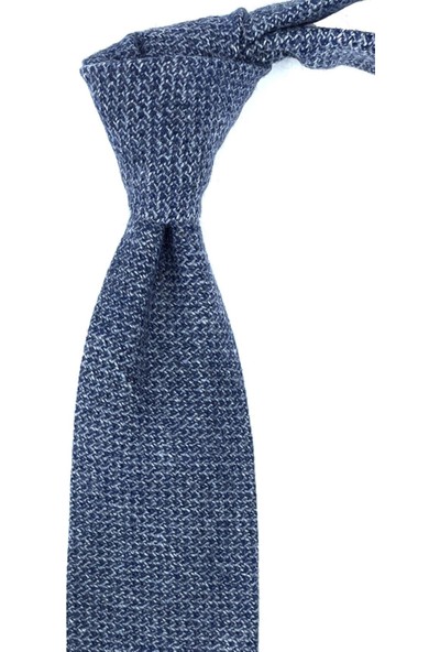 Kravatkolik Mavi Mendilli Klasik Yün Kravat KK10914