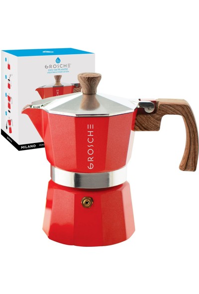 Grosche Milano Moka Pot Kırmızı 3 Cup 150 ml