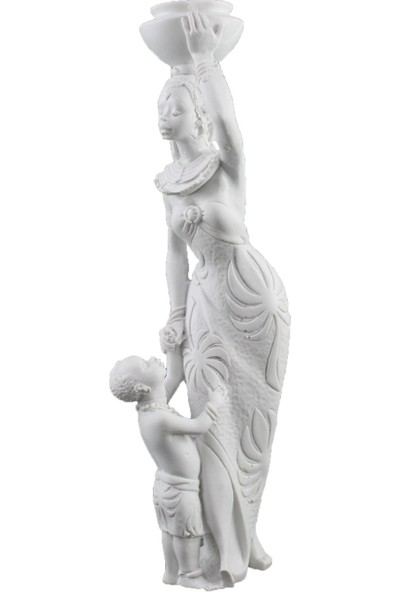 Pol & Art HYK454 Çocuklu Tepsili Senagalli Kadın Ham Polyester Obje Pol & Art HYK454 Çocuklu Tepsili Senagalli Kadın Ham Polyester Obje