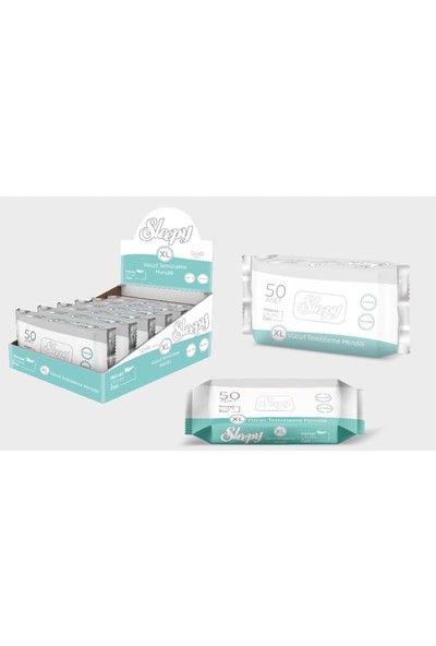 Sleepy Hasta Vücut Temizleme Islak Mendil Havlu 50 Yaprak Xl 12'li Sleepy Hasta Vücut Temizleme Islak Mendil Havlu 50 Yaprak Xl 12'li