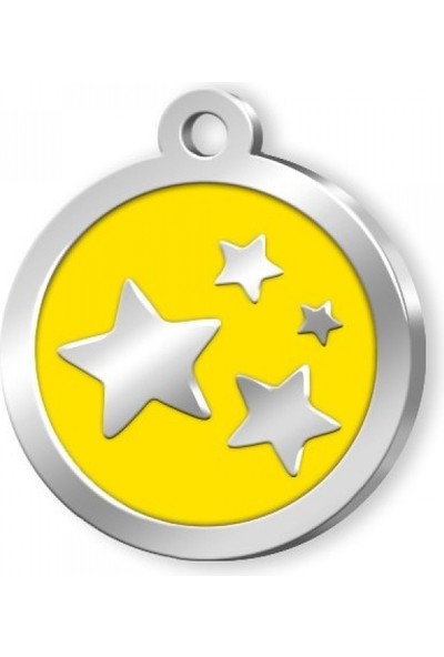 Evimdeyokyok Mineli Seri Yıldız Desenli Künye Sarı