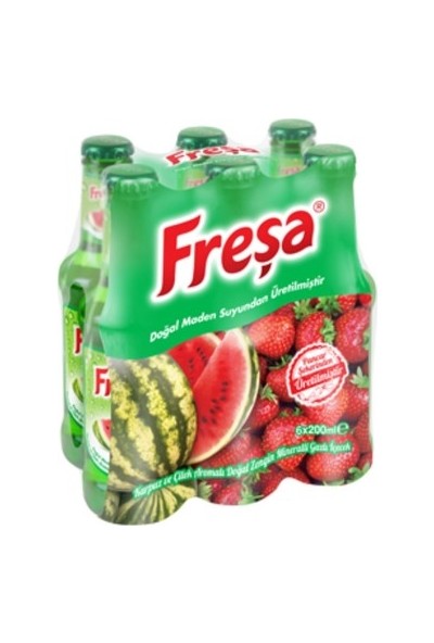 Freşa Karpuz Çilek Aromalı Meyveli Soda 200 ml 6'lı