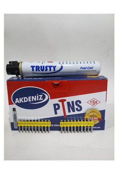 Akdeniz 2.9 x 27 mm Beton Çivisi (1 Kutu 5 Paket) 5000'Lİ Çivi+ 5 Gaz