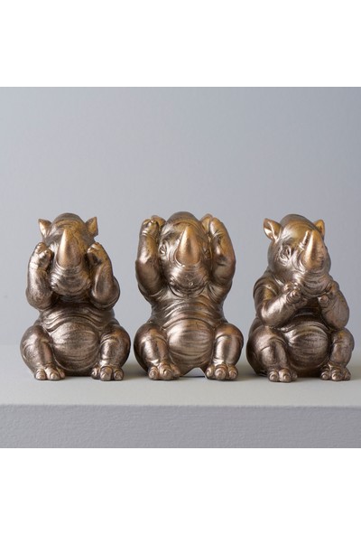 Linens Rhino 7 x 7 x 12 x 3 cm Dekor Gold Eskitme