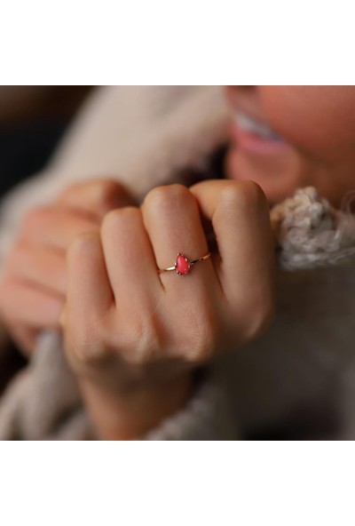 By Golden House Damla Mercan Yüzük