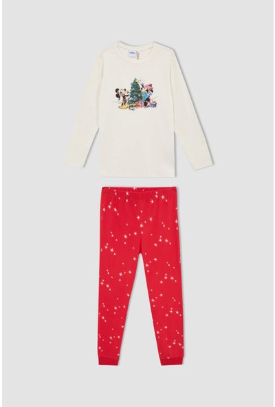 DeFacto Kız Çocuk Disney Mickey & Minnie Lisanslı Regular Fit Yılbaşı Temalı Uzun Kollu Pijama Takım W2378A621WN DeFacto Kız Çocuk Disney Mickey & Minnie Lisanslı Regular Fit Yılbaşı Temalı Uzun Kollu Pijama Takım W2378A621WN