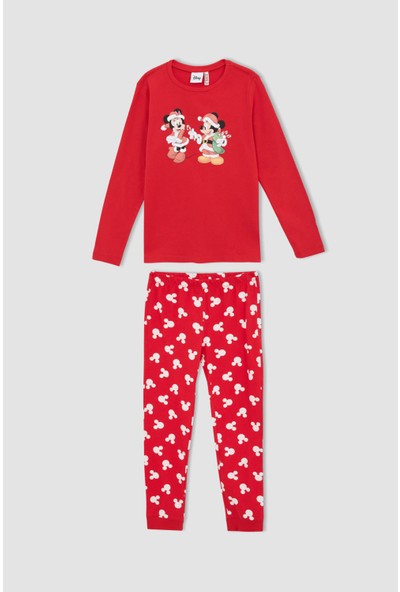 DeFacto Kız Çocuk Disney Mickey & Minnie Lisanslı Regular Fit Yılbaşı Temalı Uzun Kollu Pijama Takım W2379A621WN DeFacto Kız Çocuk Disney Mickey & Minnie Lisanslı Regular Fit Yılbaşı Temalı Uzun Kollu Pijama Takım W2379A621WN