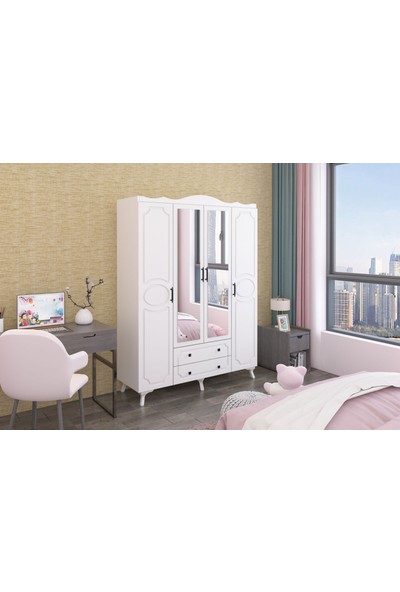 Sunroyal Concept Mihra 4 Kapak 2 Cekmece Ayaklı Gardırop