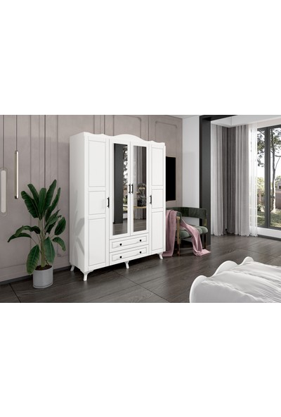 Sunroyal Concept Bahar 4 Kapak 2 Cekmece Ayaklı Gardırop