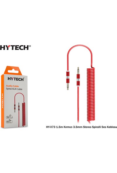 Hytech HY-X73 1.5 mt Kırmızı 3.5mm Stereo Spiralli Ses Kablosu Hytech HY-X73 1.5 mt Kırmızı 3.5mm Stereo Spiralli Ses Kablosu