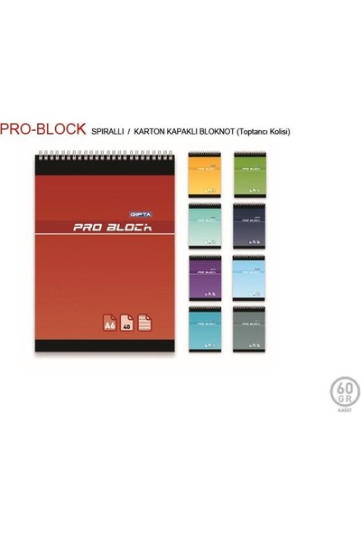 Gıpta Pro Block Karton Kapak Spiralli Bloknot A6 40 Yaprak Çizgili Gıpta Pro Block Karton Kapak Spiralli Bloknot A6 40 Yaprak Çizgili