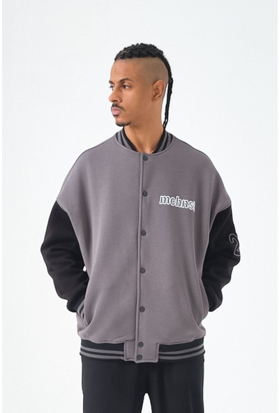 Machinist Clothing Oversize Mchnst 23 Füme-Siyah Şardonlu Kolej Ceket
