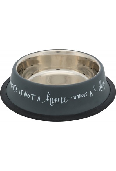 Petomani Trixie Köpek Mama ve Su Kabı Paslanmaz Çelik 0.45 Lt 19 cm Gri