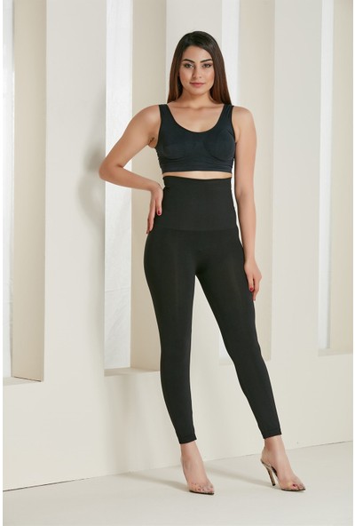 Giyincel Inceltici Sıkılaştırıcı Yüksek Bel Siyah Korse Tayt