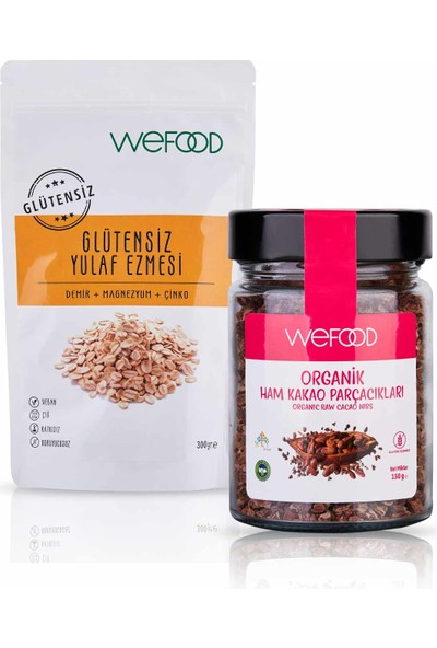 Wefood Glütensiz Yulaf Ezmesi 300 gr + Organik Ham Kakao Parçacıkları 150 gr Wefood Glütensiz Yulaf Ezmesi 300 gr + Organik Ham Kakao Parçacıkları 150 gr
