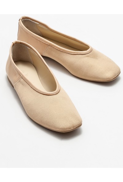 Elle Shoes Naturel Deri Kadın Babet