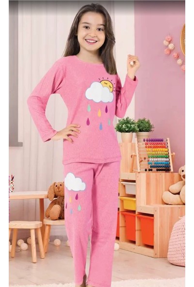 Wind Kız Çocuk Bulut-Gunes Baskılı Gri Renk Alt-Ust Kışlık Pijama Takımı Wind Kız Çocuk Bulut-Gunes Baskılı Gri Renk Alt-Ust Kışlık Pijama Takımı