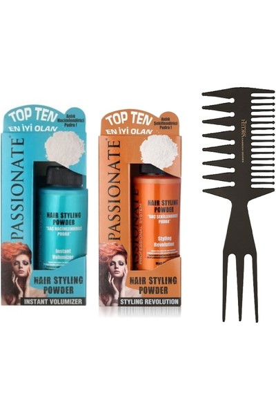 Passionate Şekillendirici Hacim Veren Saç Pudrası 20 gr - Mavi + Turuncu + Tarko Hd 2135 Şekillendirici Tarak Passionate Şekillendirici Hacim Veren Saç Pudrası 20 gr - Mavi + Turuncu + Tarko Hd 2135 Şekillendirici Tarak