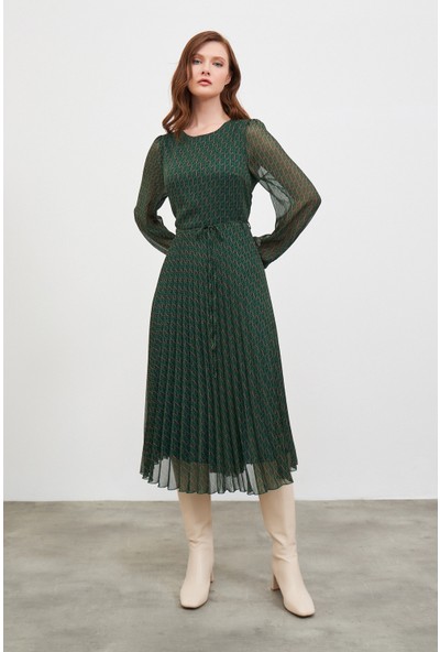 Gusto G Desen Pilise Elbise - Yeşil Gusto G Desen Pilise Elbise - Yeşil
