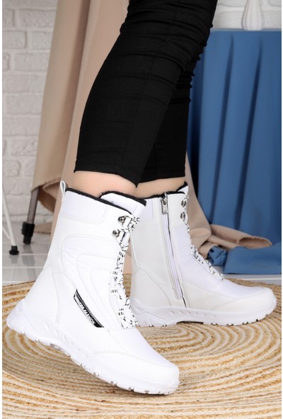 Woggo Twg 7610 Günlük İçi Termal Kürklü Kadın Bağcıklı Kar Bot Ayakkabı