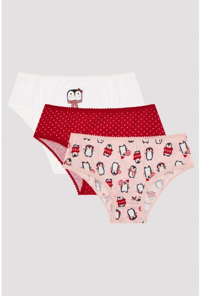 Penti Çok Renkli Kız Çocuk Penguin 3lü Slip Külot