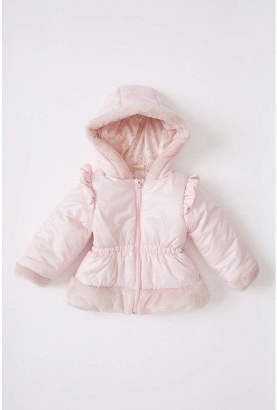 DeFacto Kız Bebek Kapüşonlu Kadife Astarlı Mont W8661A221AU