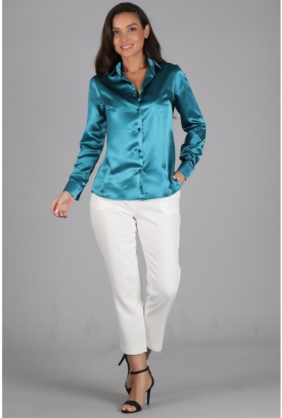 Sweetness Kadın Zümrüt Yeşili Saten Gömlek Sweetness Kadın Zümrüt Yeşili Saten Gömlek