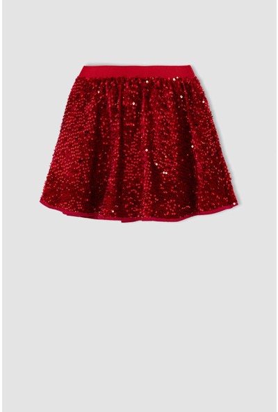 DeFacto Kız Çocuk Esnek Belli Yılbaşı Temalı Payetli Midi Etek V6394A621WN DeFacto Kız Çocuk Esnek Belli Yılbaşı Temalı Payetli Midi Etek V6394A621WN