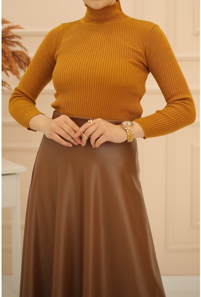 İmaj Butik Yarım Boğaz Triko Kazak/hardal İmaj Butik Yarım Boğaz Triko Kazak/hardal