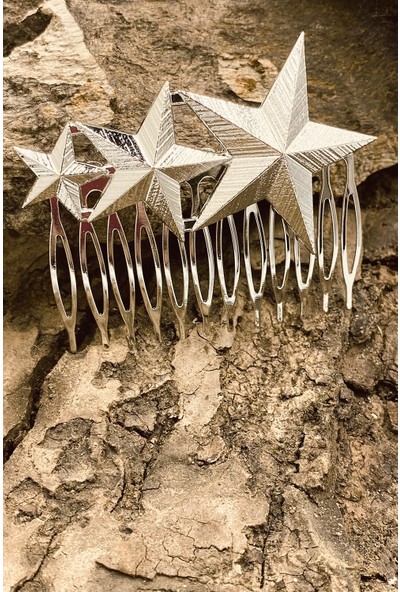 Artikel Gümüş Yıldızlı Saç Tarağı, Saç Tokası, Saç Aksesuarı