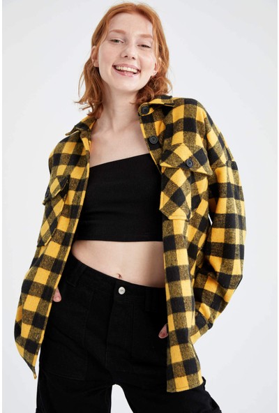 DeFacto Relax Fit Ekose Desenli Cep Detaylı Flanel Oduncu Gömlek Tunik W7605AZ21WN DeFacto Relax Fit Ekose Desenli Cep Detaylı Flanel Oduncu Gömlek Tunik W7605AZ21WN