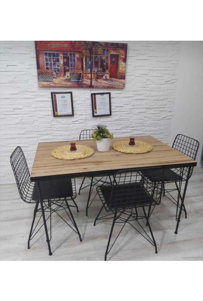 Rehome Yemek Masası Takımı 4 Adet Tel Sandalye 1 Adet Masa Rehome Yemek Masası Takımı 4 Adet Tel Sandalye 1 Adet Masa