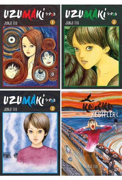 Junji Ito 4 Kitap Manga Seti / Uzumaki 1-2-3 - Korku Kesitleri Junji Ito 4 Kitap Manga Seti / Uzumaki 1-2-3 - Korku Kesitleri