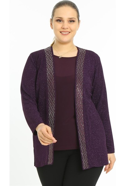 Ladies First Büyük Beden 3632 Patlıcan Ceket+Atlet Ikili Takım Ladies First Büyük Beden 3632 Patlıcan Ceket+Atlet Ikili Takım