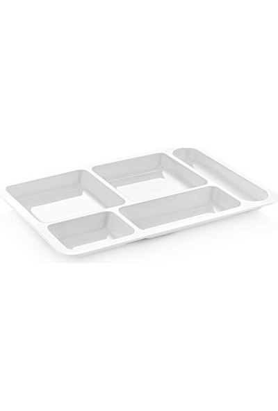 Omnipazar SY-5120 Beyaz Tabldot Tabak Kırılmaz Plastik 5 Gözlü Omnipazar SY-5120 Beyaz Tabldot Tabak Kırılmaz Plastik 5 Gözlü