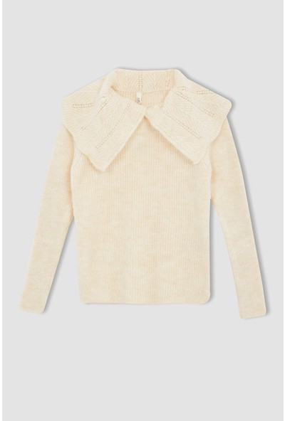 DeFacto Kız Çocuk Regular Fit Geniş Yaka Uzun Kollu Kazak V0828A621WN