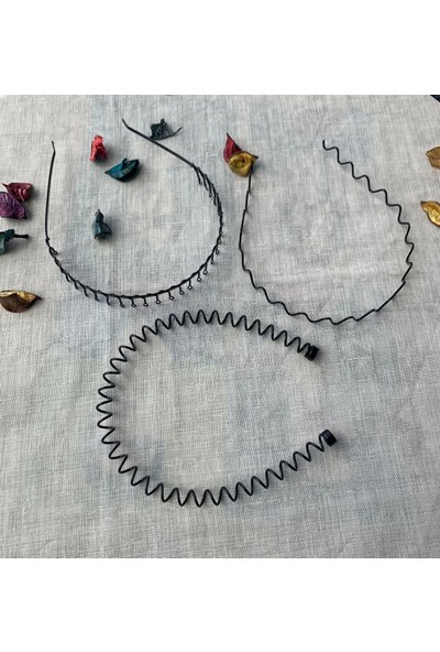 Mingy Siyah Metal Spiral, Zikzak ve Tarak Model Sporcu Taç Seti Mingy Siyah Metal Spiral, Zikzak ve Tarak Model Sporcu Taç Seti