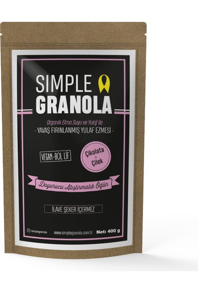 Simple Granola Çikolata & Çilekli Granola 400 gr Simple Granola Çikolata & Çilekli Granola 400 gr