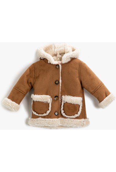 Koton Peluş Kapüşonlu Kaban Cepli Koton Peluş Kapüşonlu Kaban Cepli