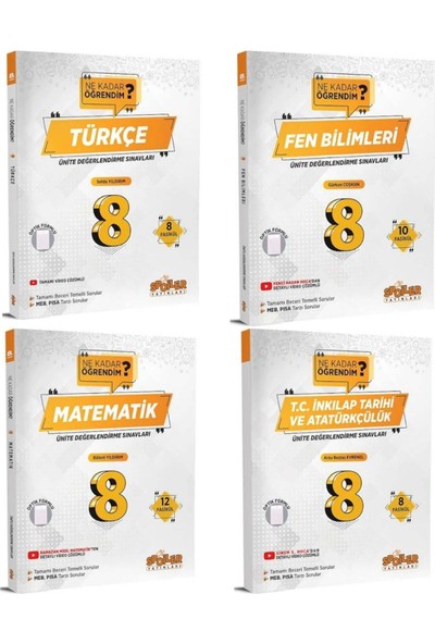 Spoiler Yayınları Spoiler 8.sınıf Ünite Değerlendirme Sınavları 4lü Set