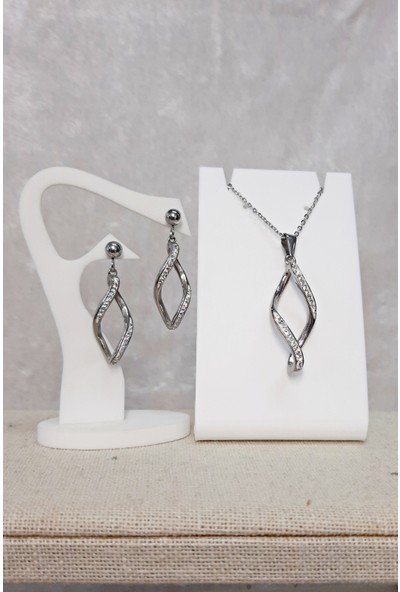 Palmiero 316L Çelik Swarovski Kadın Ikili Takım.