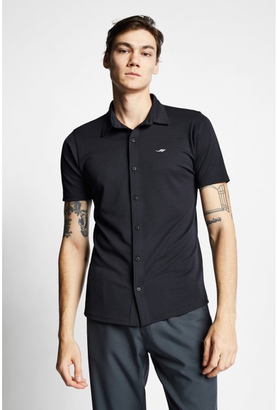 Lescon Siyah Erkek Kısa Kollu Gömlek 22S-1207-22B