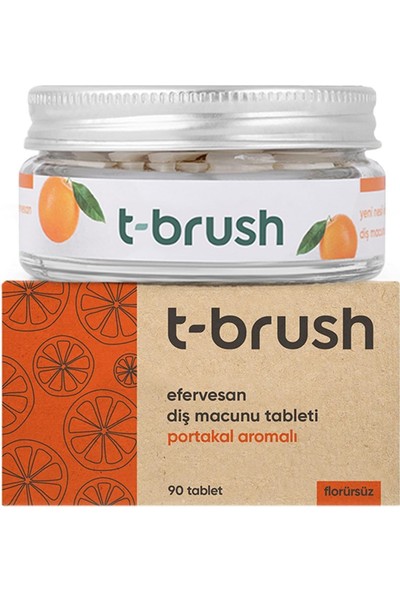 T-Brush Portakal Aromalı Diş Macunu Tableti - Florürsüz T-Brush Portakal Aromalı Diş Macunu Tableti - Florürsüz