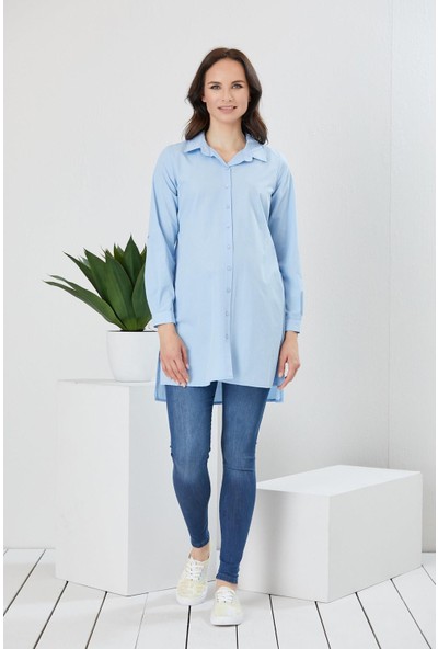 Işıl O7169-KATLANABILIR Kol Pamuk Hamile Gömlek-Tunik