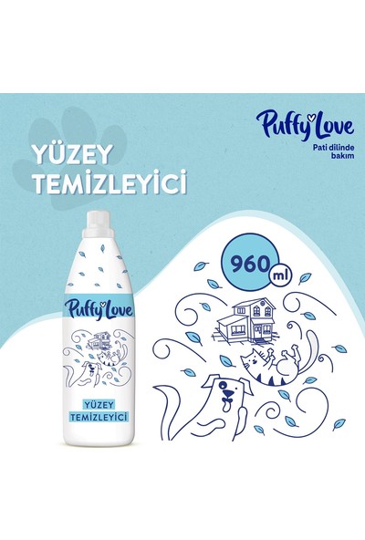 Puffy Love Hayvan Dostu Yüzey Temizleyici 900 ml x 2 Puffy Love Hayvan Dostu Yüzey Temizleyici 900 ml x 2