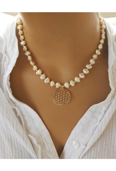 BijuStore Yaşam Çiçeği Kadın Akrilik Inci Kolye