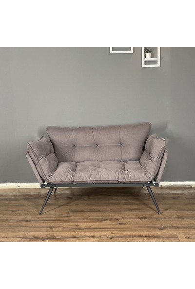Berta Concept Gromp Yataklı Kolları Açılır Ikili Kanepe Füme